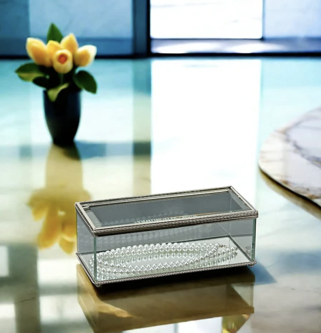 Rectangular Glass Box With Hinged Cover – Elegant Customizable Storage ...