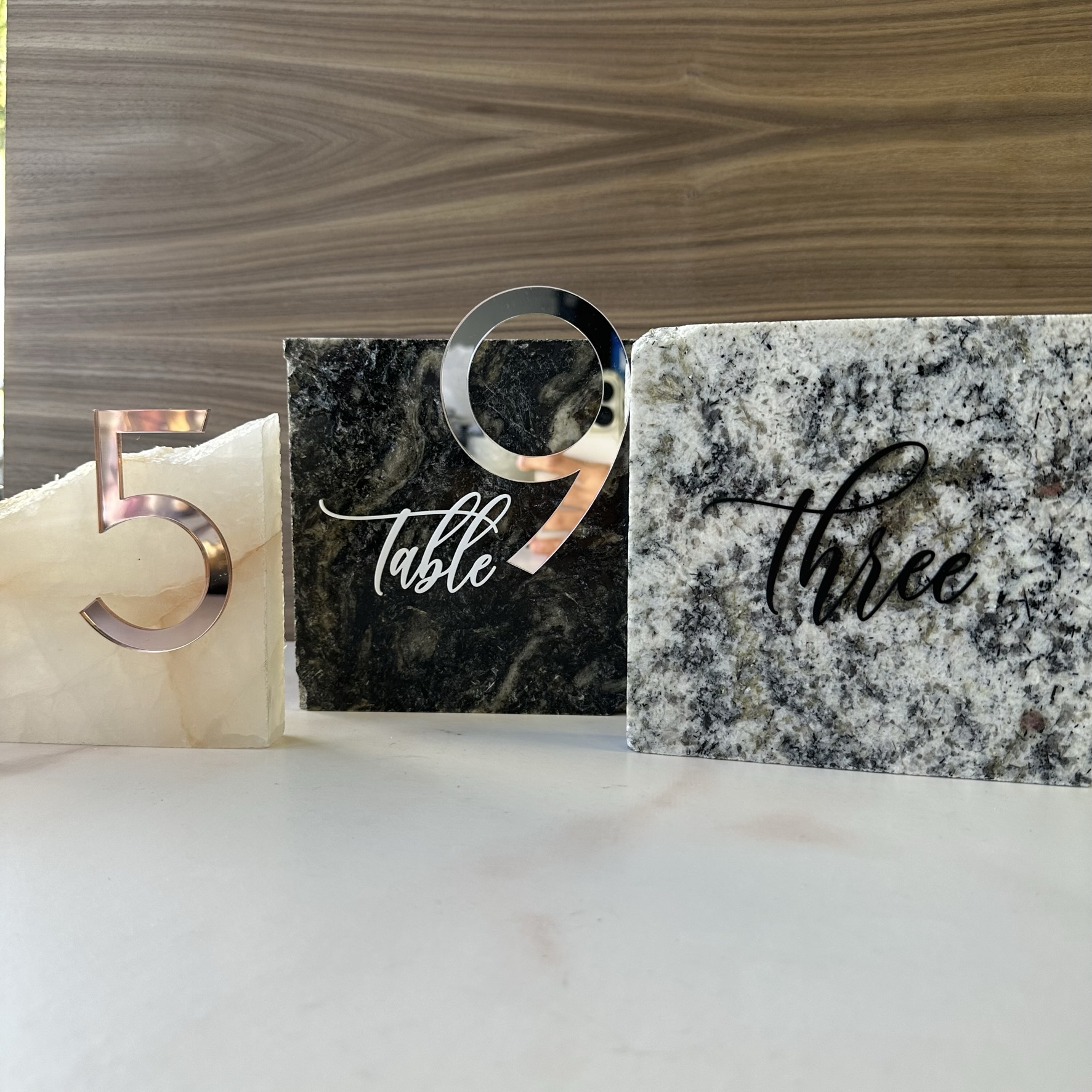 3D Marble Stone Table Numbers - Glendora Trophy