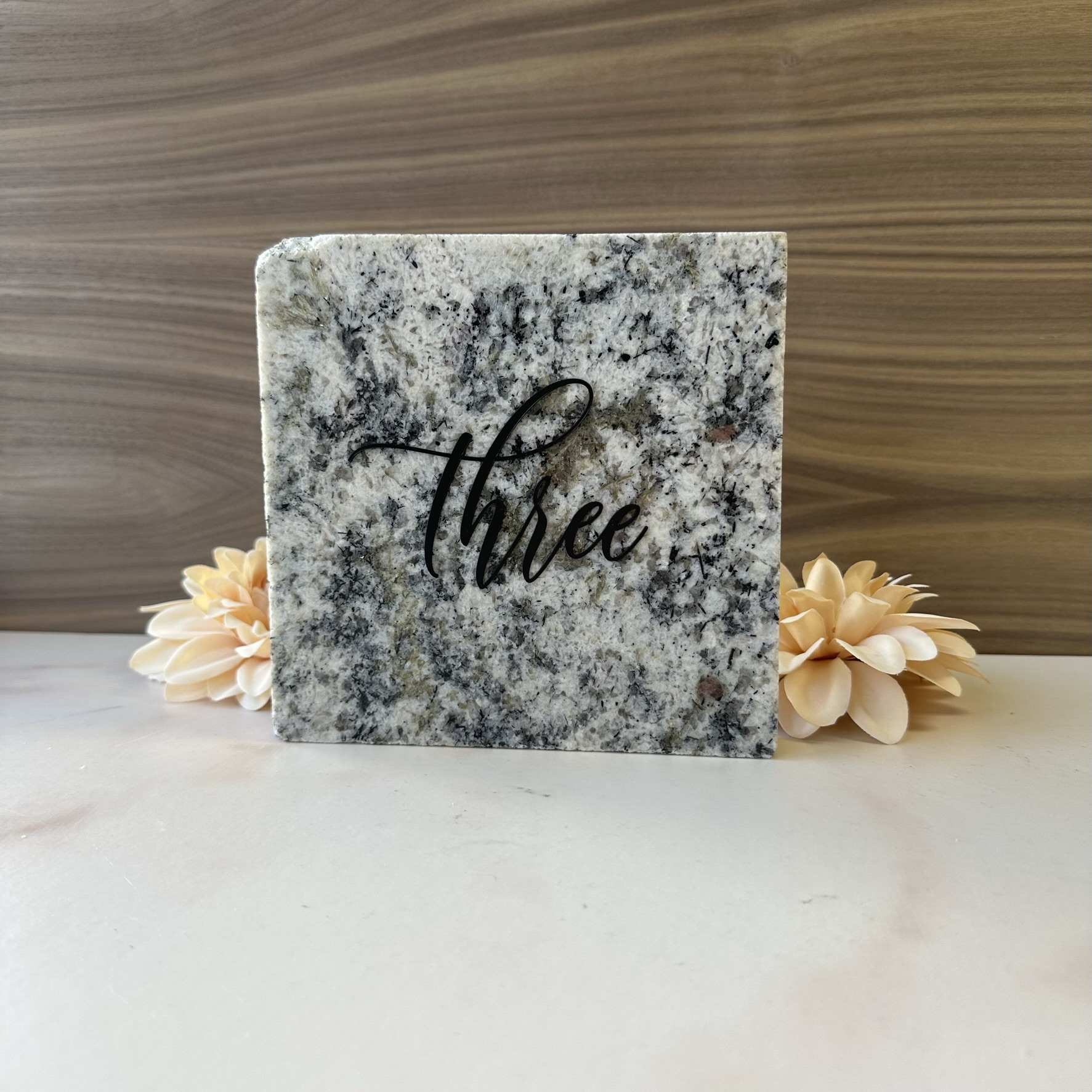 3D Marble Stone Table Numbers - Glendora Trophy