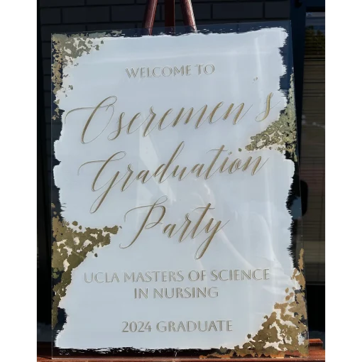 Gold Foil Grad Party Welcome Sign - Glendora Trophy
